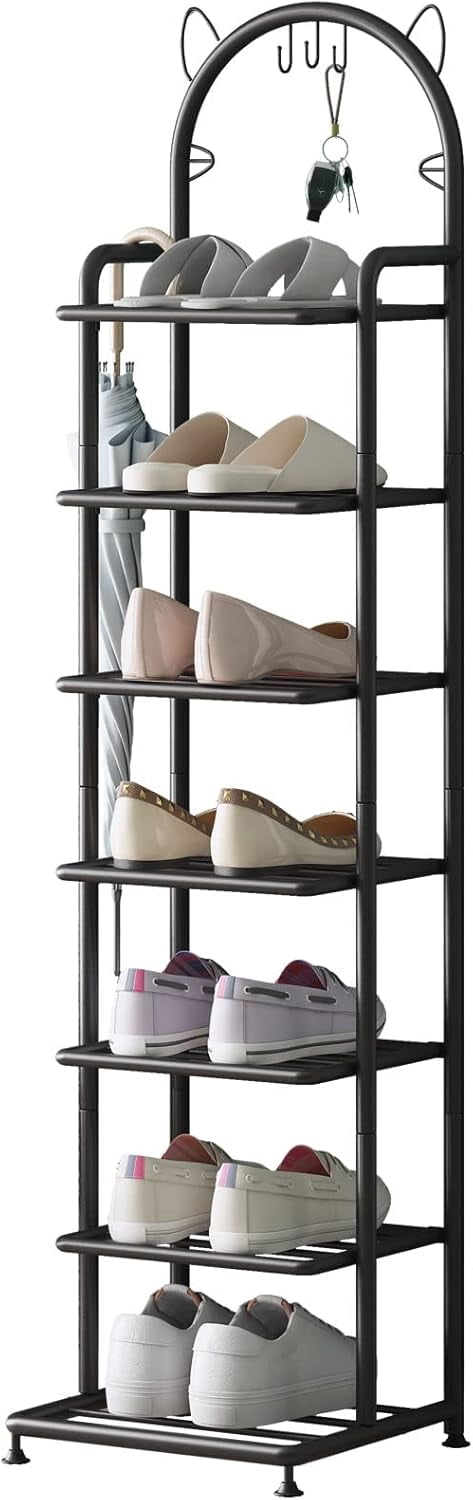 7 Tier Vertical Shoe Rack Storage Organizer Shelf, Sturdy Metal Free ...