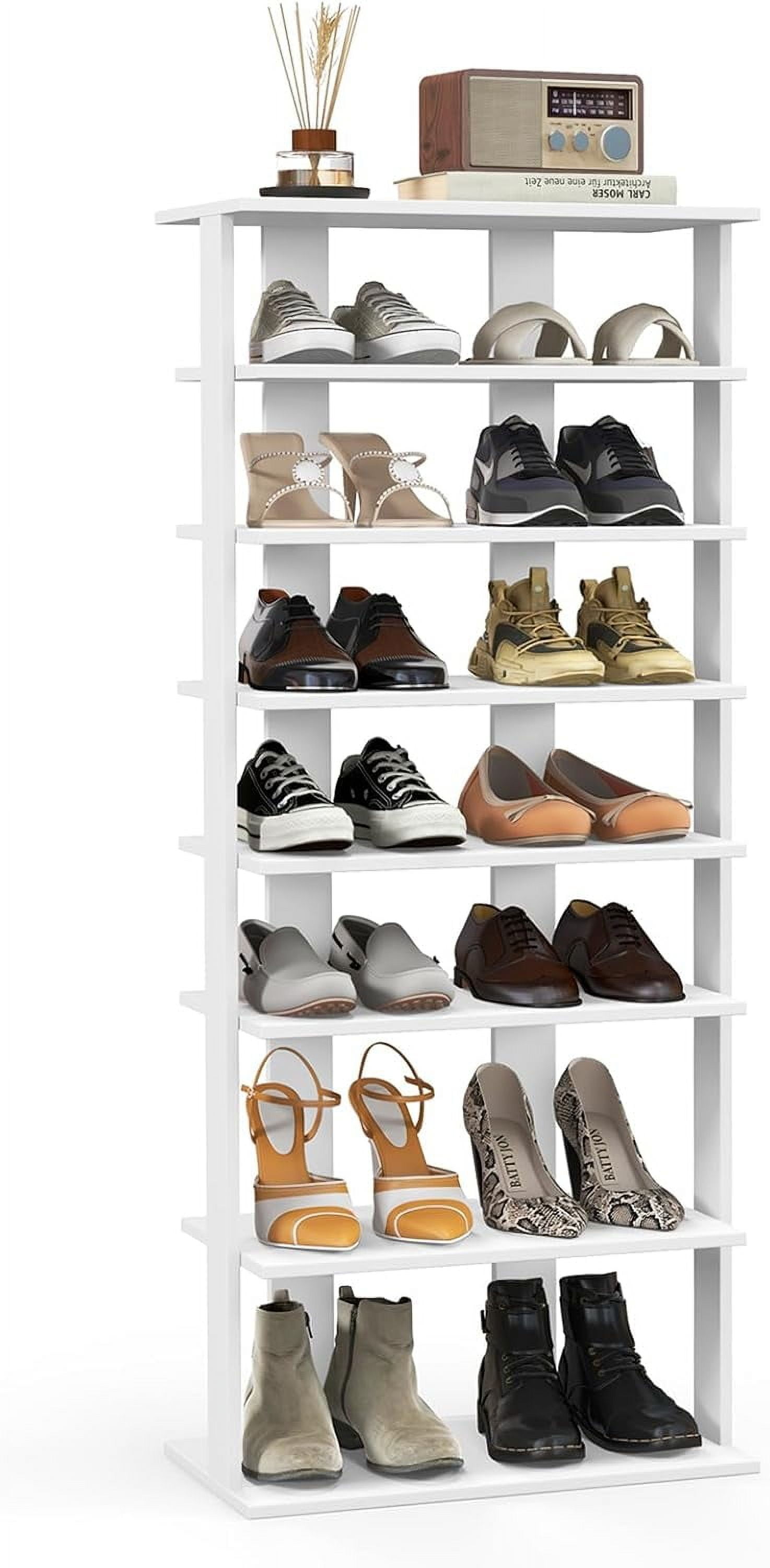 7 Tier Vertical Shoe Rack, Tall Shoe Tower w/Anti-Toppling Device, Free ...