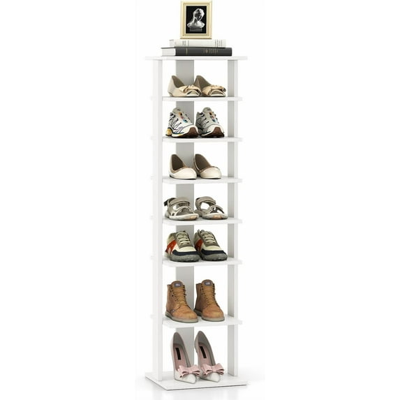 7 Tier Vertical Shoe Rack, Tall Shoe Tower w/Anti-Toppling Devices ...