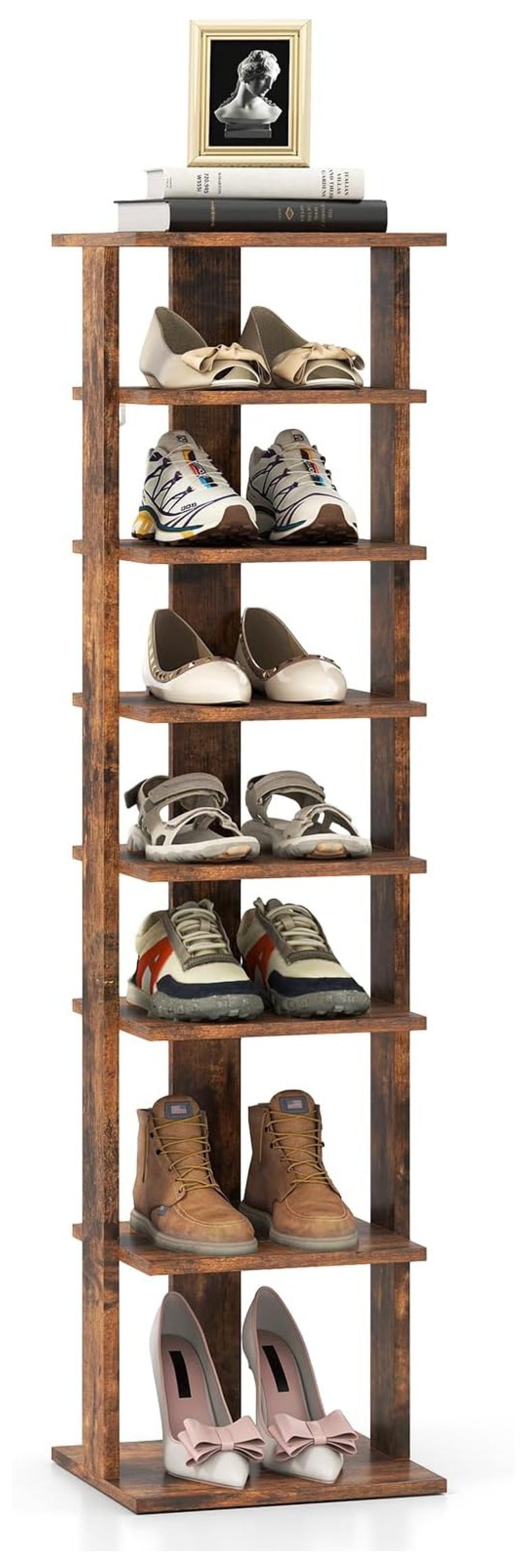 7 Tier Vertical Shoe Rack, Tall Shoe Tower w/Anti-Toppling Devices ...