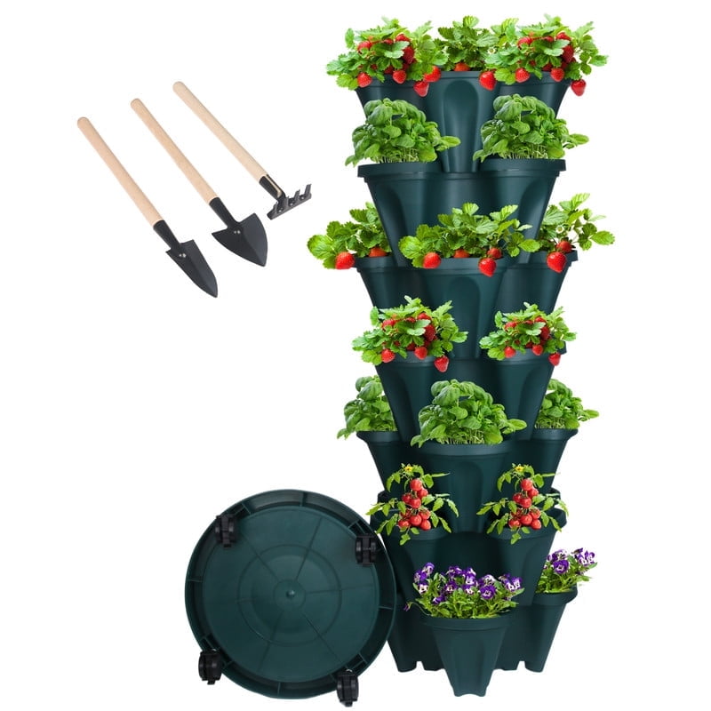 7-Tier Vertical Stackable Tower Planter for Strawberries, Flowers ...