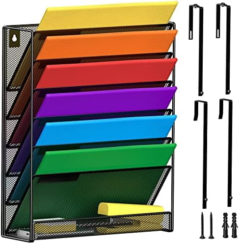 7-Tier Wall Hanging File Organizer Cubicle Hanging Organizer Mount File ...