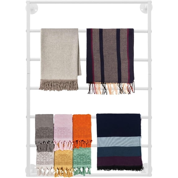 7-Tier Wall Mounted Scarf Rack, Space-Saving Towel & Shawl Organizer ...