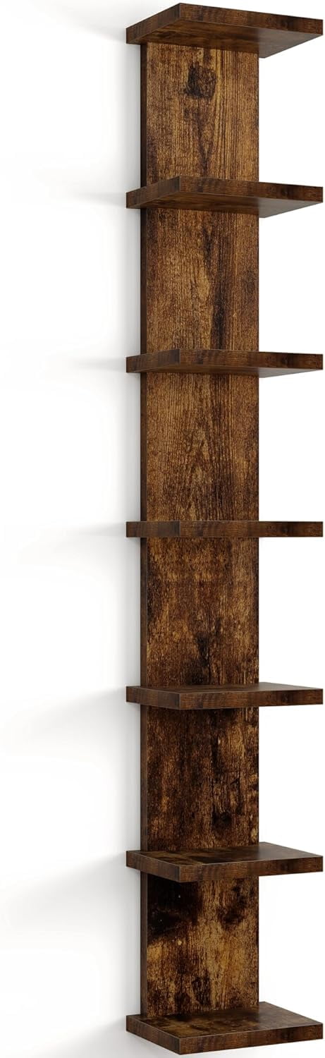 7 Tier Wall Shelf Unit, Decorative Wall Mount Vertical Shelving ...