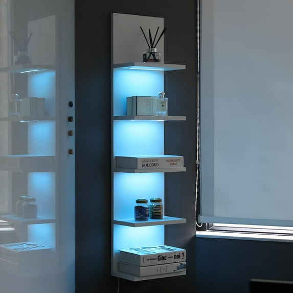 7 Tier Wall Shelves with RGB Light Lack Wall Shelf Unit Vertical Shelf ...