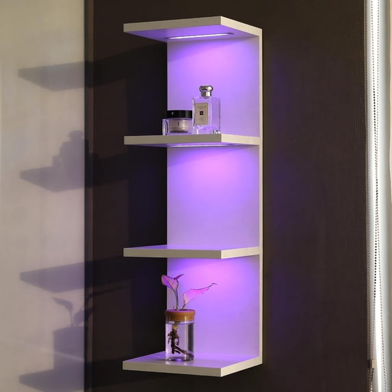 7 Tier Wall Shelves with RGB Light Lack Wall Shelf Unit Vertical Shelf ...