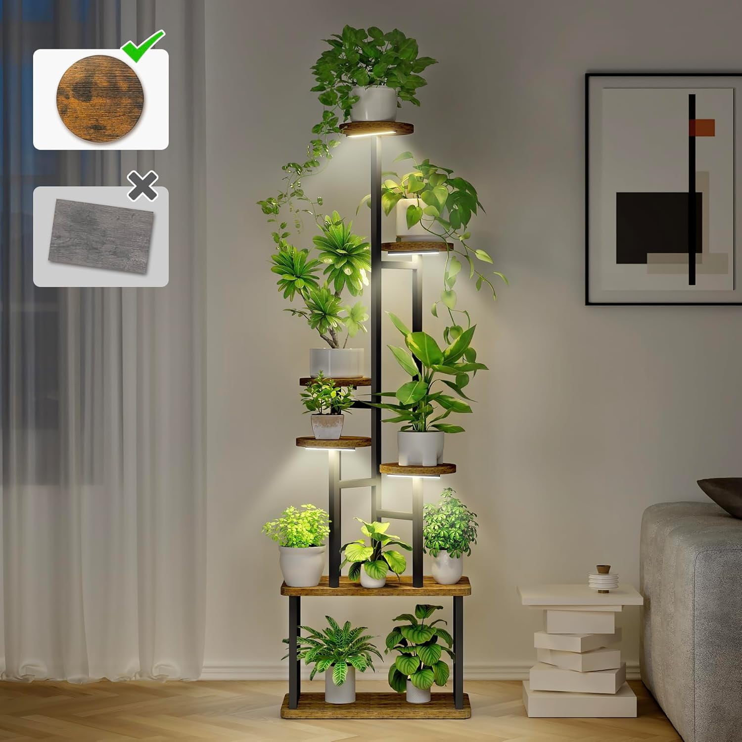7-Tiered Tall Plant Stand with 4 Full Spectrum Grow Lights, 62 ...