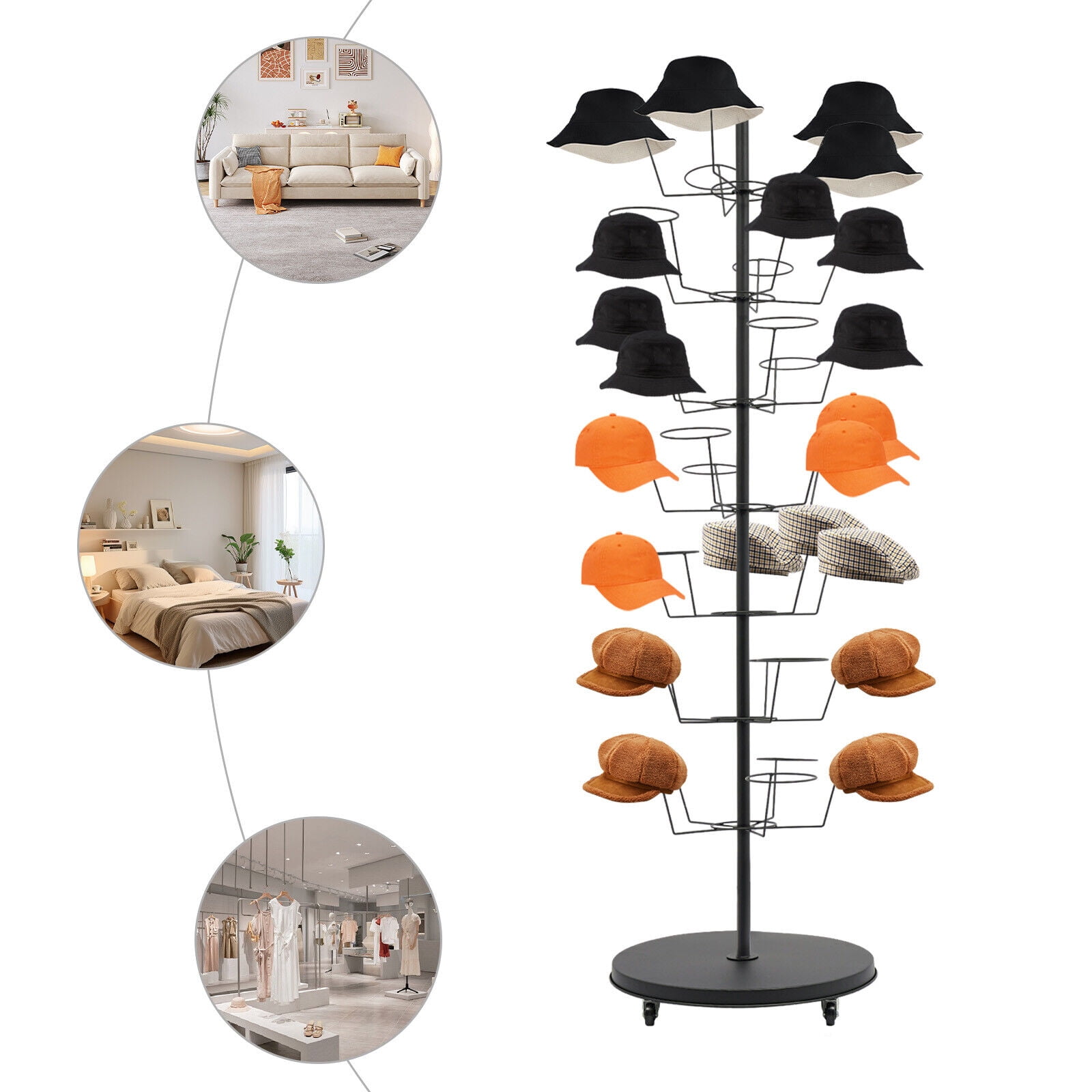 7 Tiers Freestanding Hat Rack 35 Hat Position Display Stand Hat Holder ...