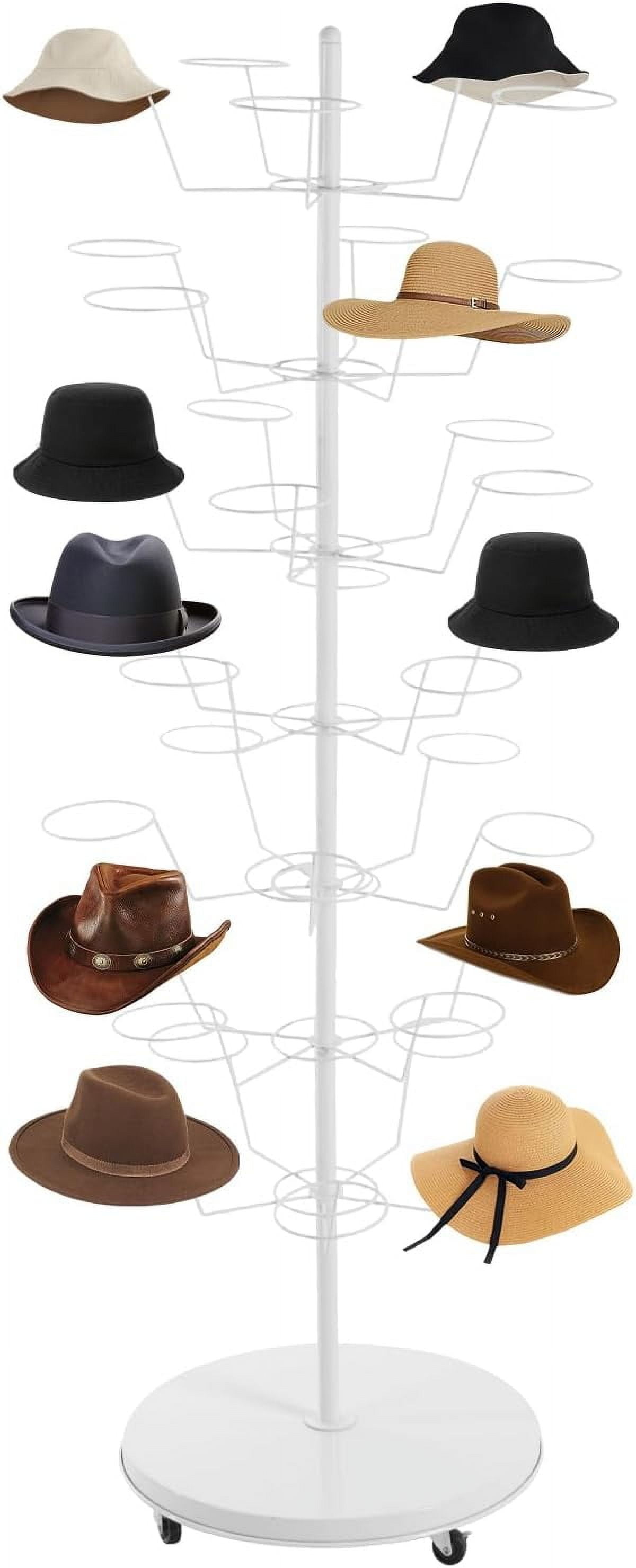 7 Tiers Freestanding Metal Pipe Hat Rack Stand with 35 Hangers Floor ...