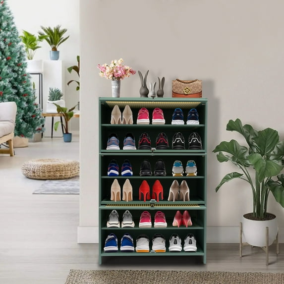 7-Tiers Green Bamboo Shoe Floor Storage Organizer Rack Shoe Storage ...
