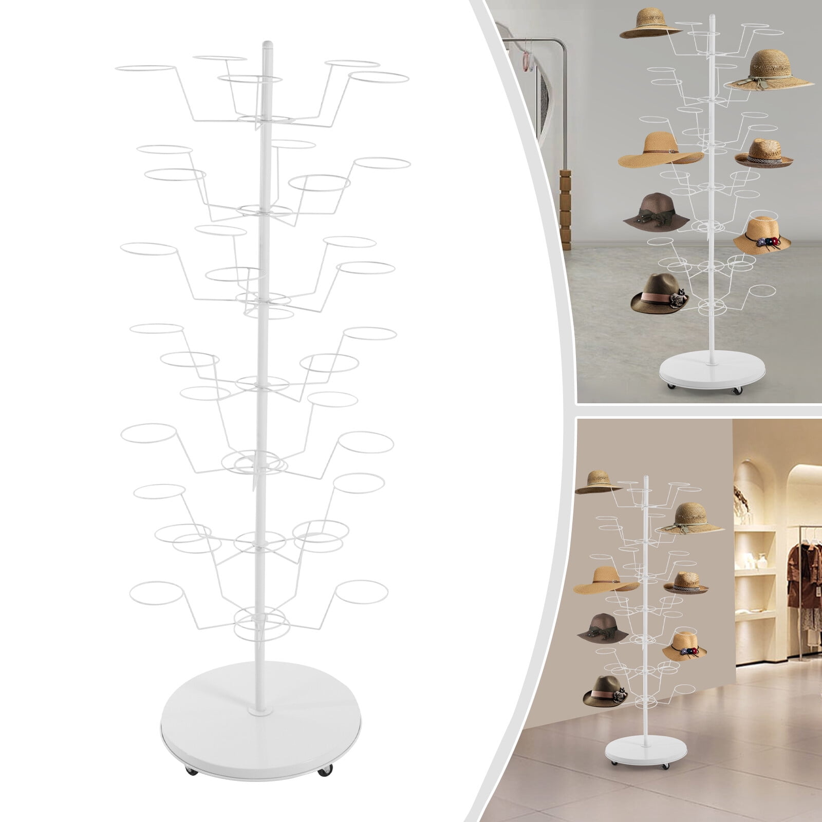 7 Tiers Hat Cap Display 35 Position Retail Hat Cap Rack Free Standing 4 ...
