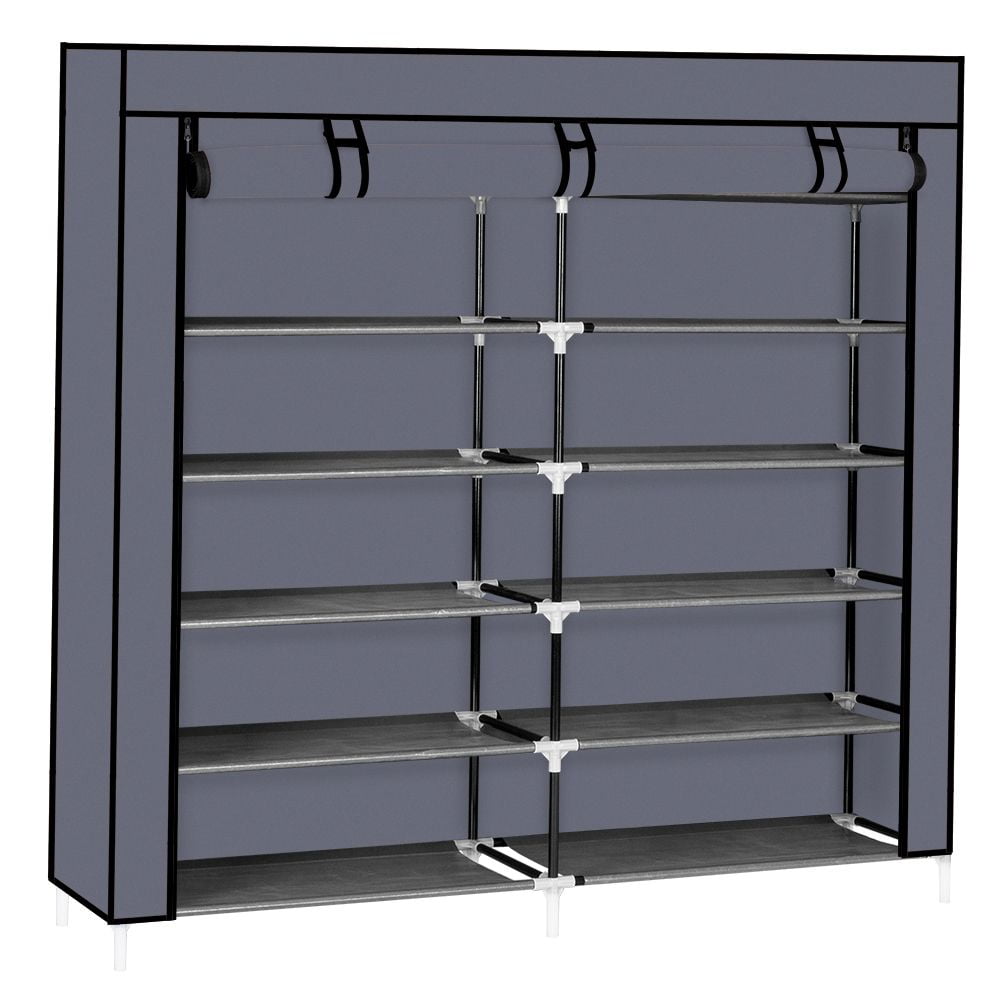 7 Tiers Portable Shoe Rack Closet Fabric Cover Shoe Storage Organizer ...