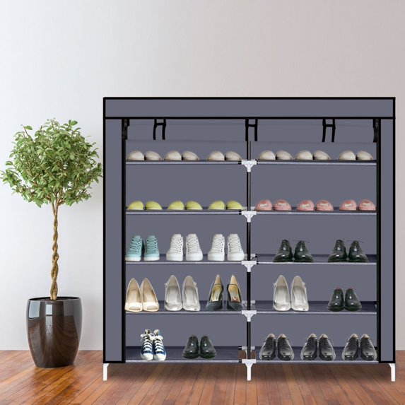 7 Tiers Portable Shoe Rack Closet Fabric Cover Shoe Storage Organizer ...