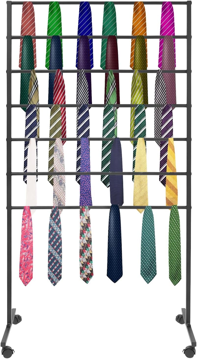 7 Tiers Rolling Display Tie & Scarf Rack Towel Belt Pants Hangers ...