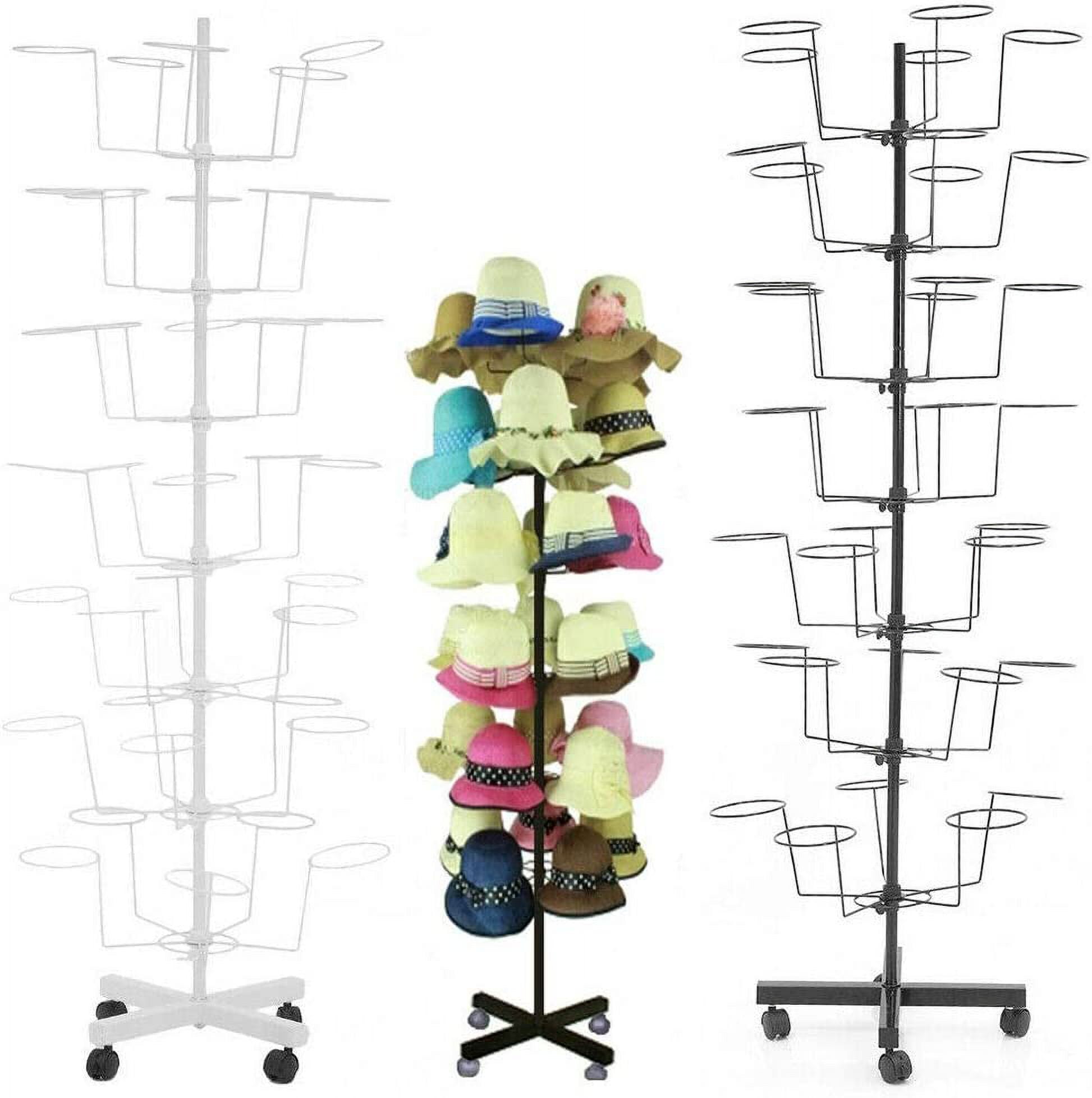 7 Tiers Rotating Hat Rack, Freestanding Cap Hat Retail Display Stand ...
