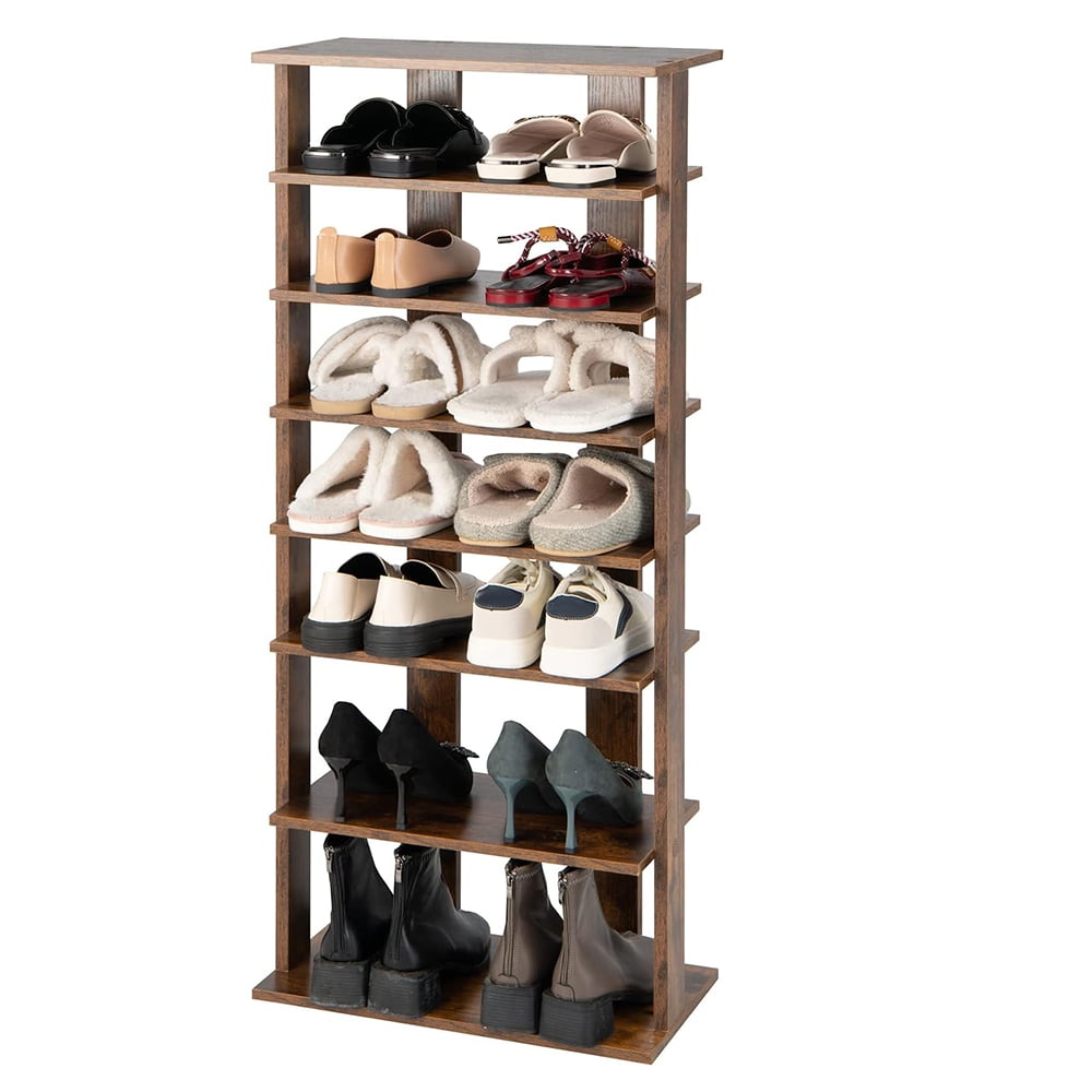 Tall Narrow 7 Tier Shoe Rack Double Rows Vertical Design, Space Saving ...