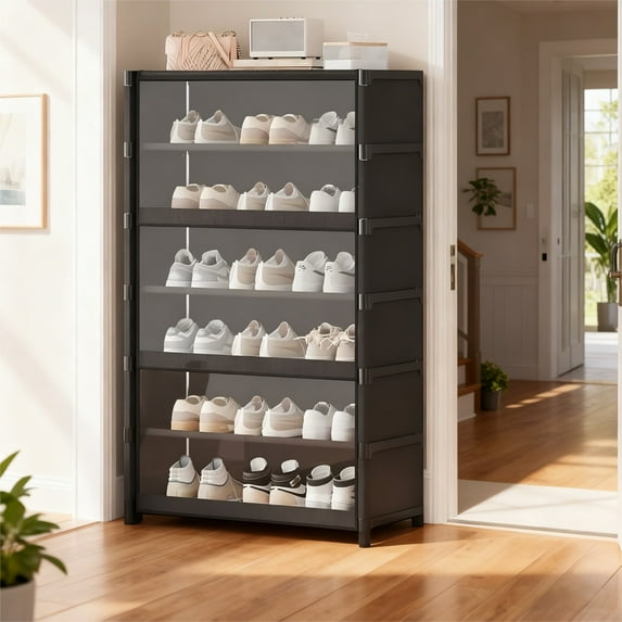 7 Tiers Shoe Rack Organizer with Clear Cover, Metal Shoe Storage Shelf ...