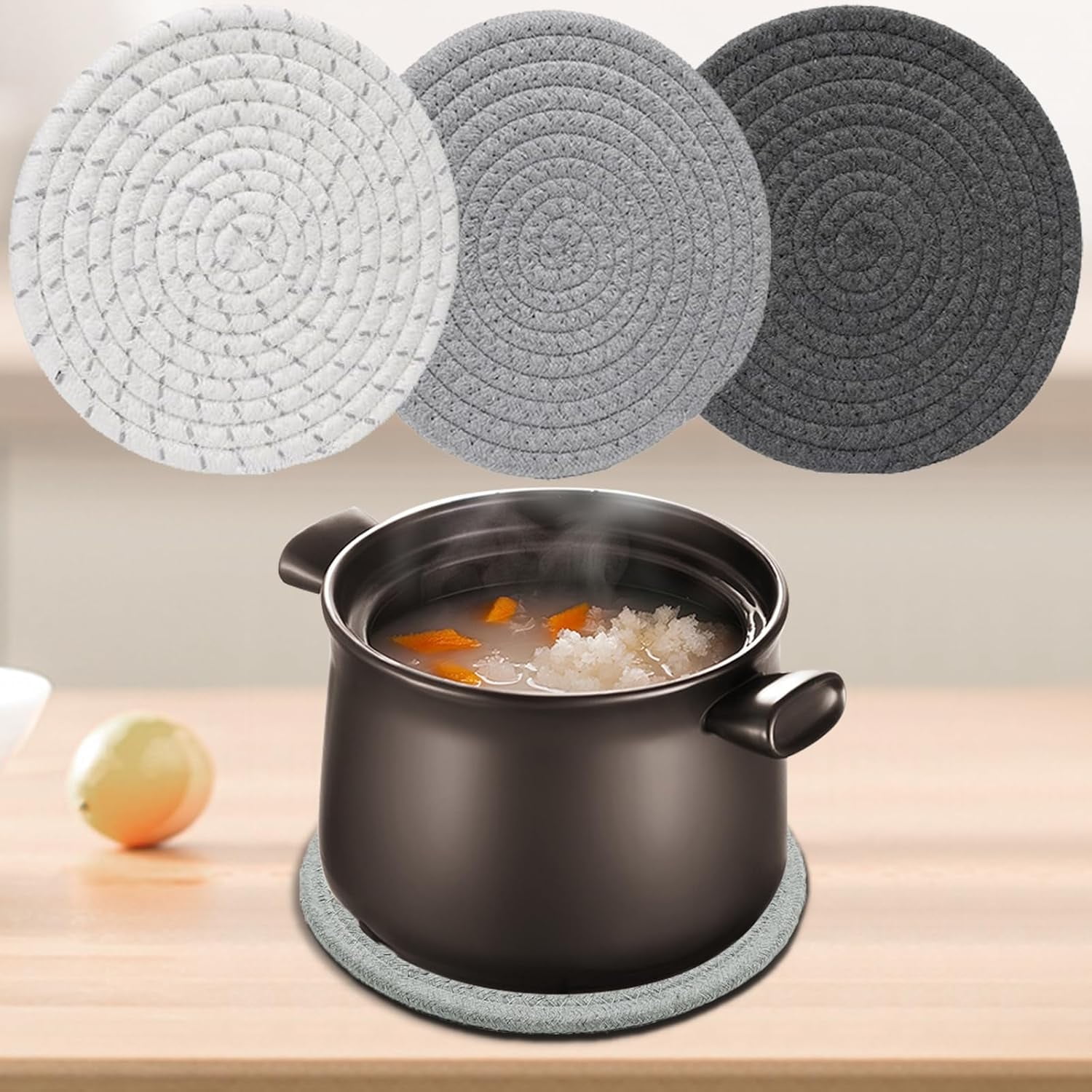 7" Trivets for Hot Dishes, 4 Heat Resistant Hot Pads, Hot Plate Mats ...