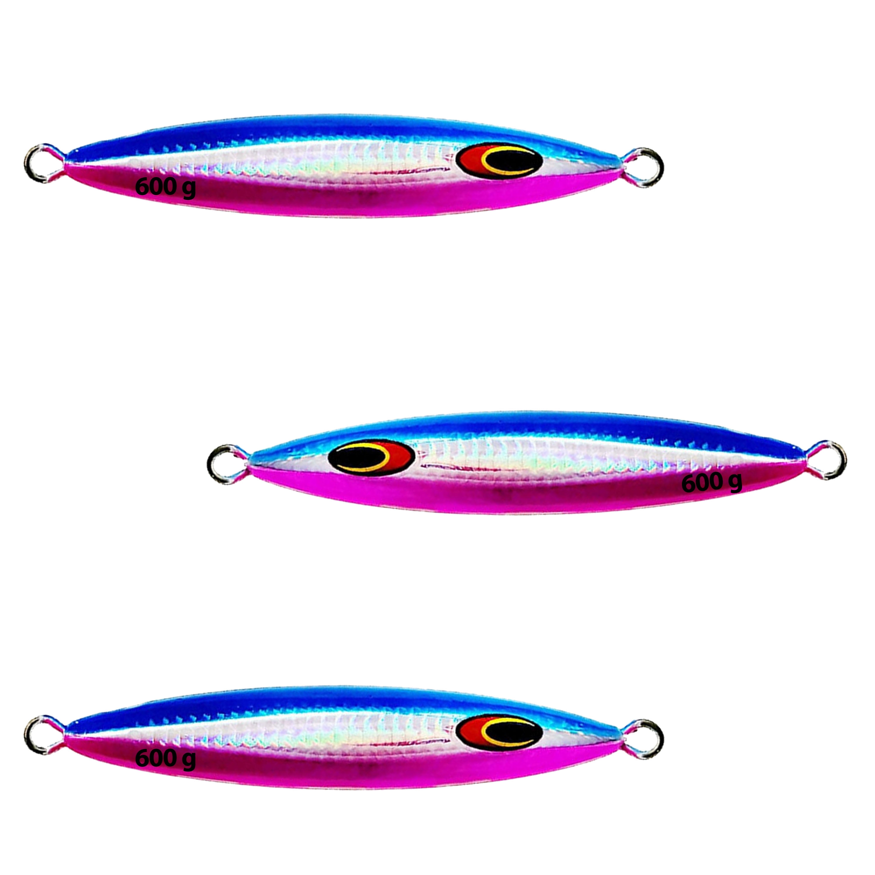 7" Tuna Jig 600g,3 Pcs Blue Pink Zebra Glow Saltwater Fishing Lures ...