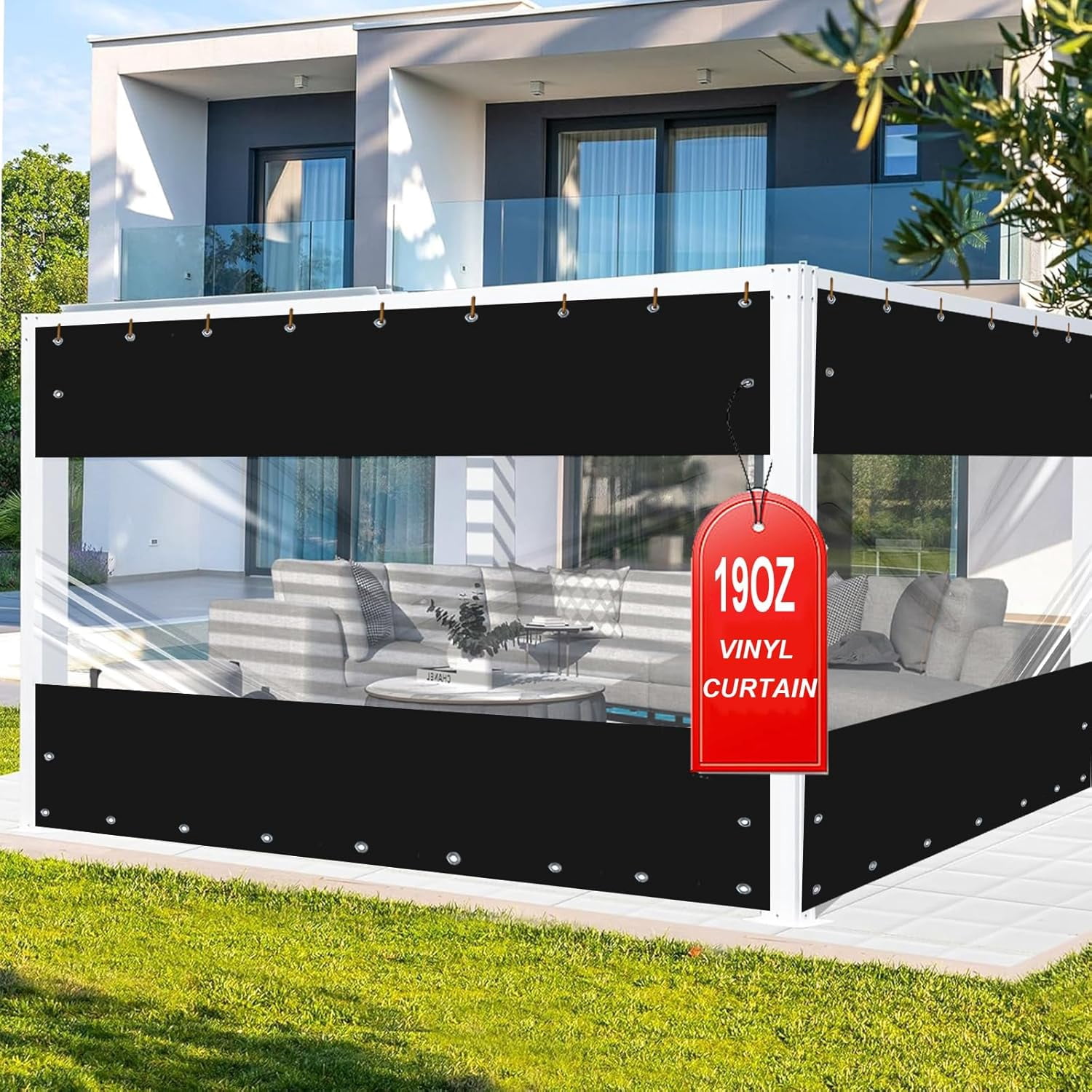 7'W Vinyl Curtains for Patio 19oz, Outdoor Clear Vinyl Patio Enclosure ...