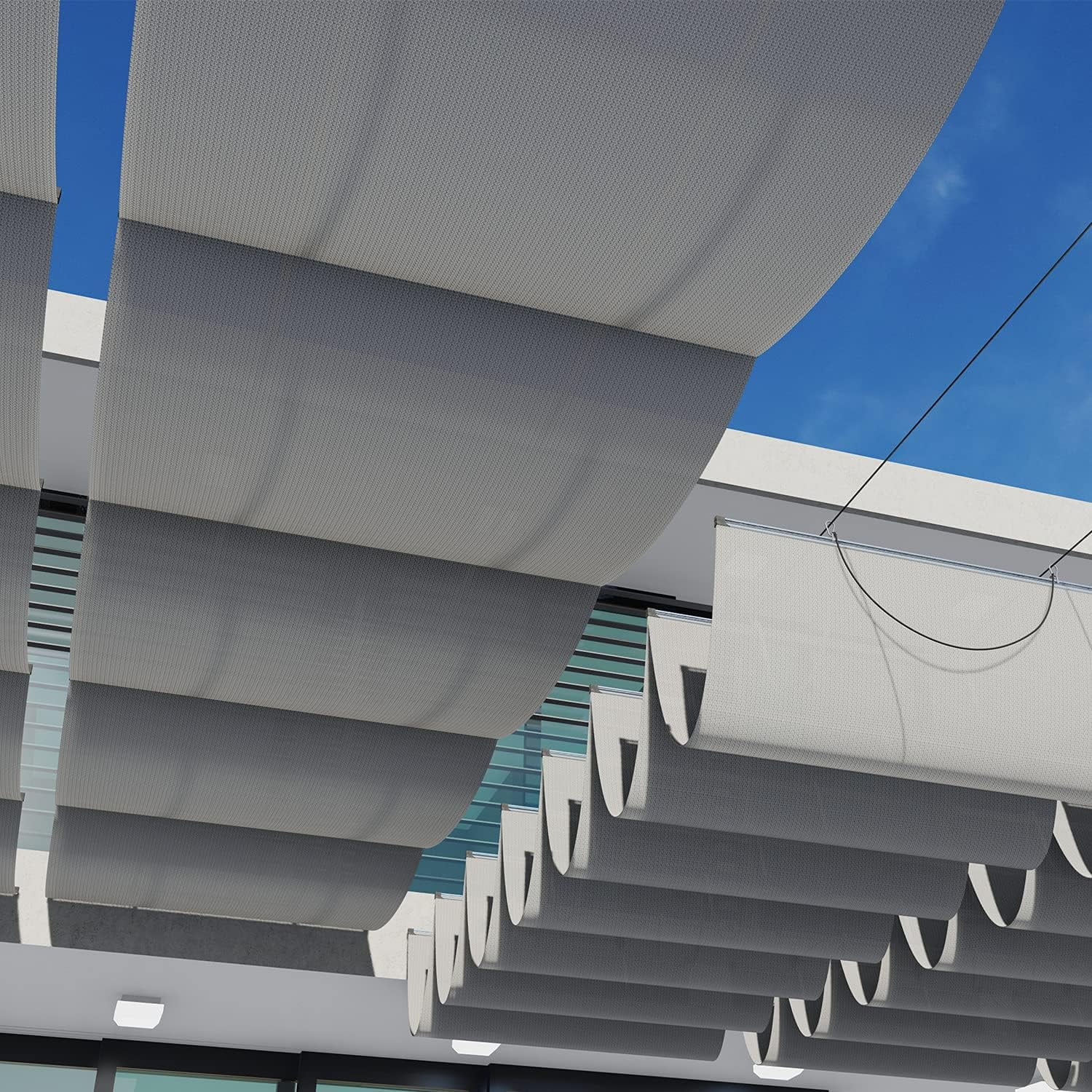 7'W X 16'L Retractable Pergola Shade Cover - Flexible Canopy Awning for ...