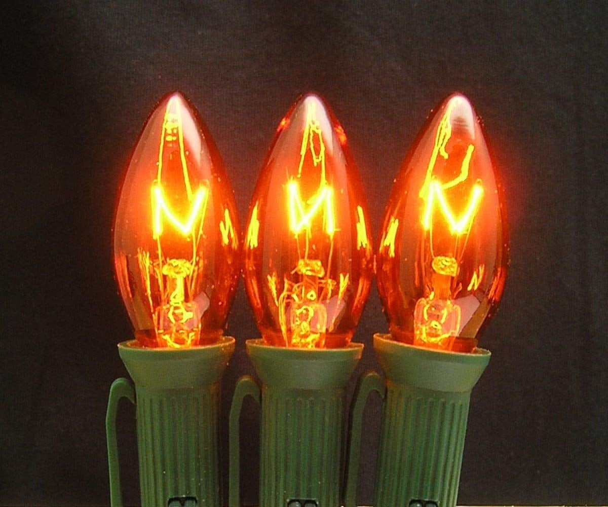 7 Watt C7 Transparent Amber Outdoor Patio Party Christmas Novelty ...
