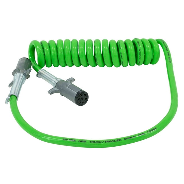 15' 7-Way ABS Powercoils Electrical Trailer Lead with 48" & 12" Plug ...