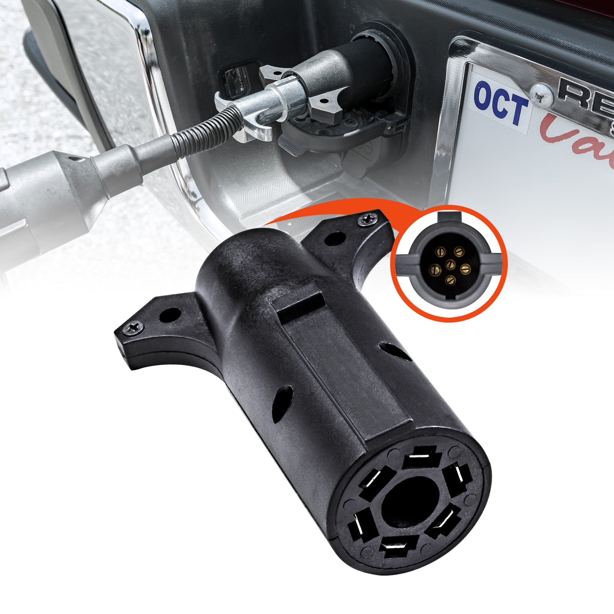 7-Way to 6-Way Trailer Adapter with Nickel-Plated Terminals, Nylon ...