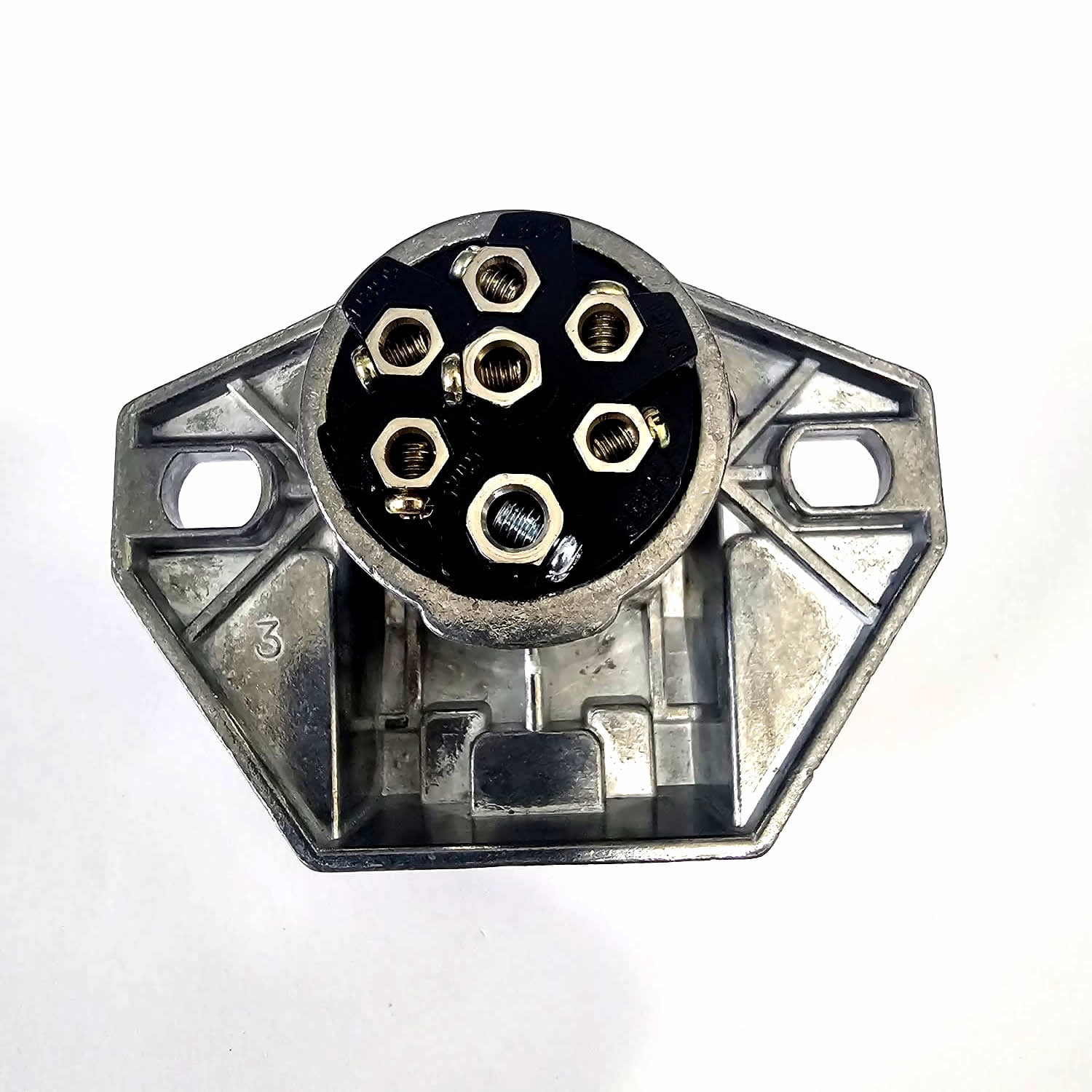 7-Way Connector Electrical Sockets 7 Solid Pins Male Round Die Cast ...