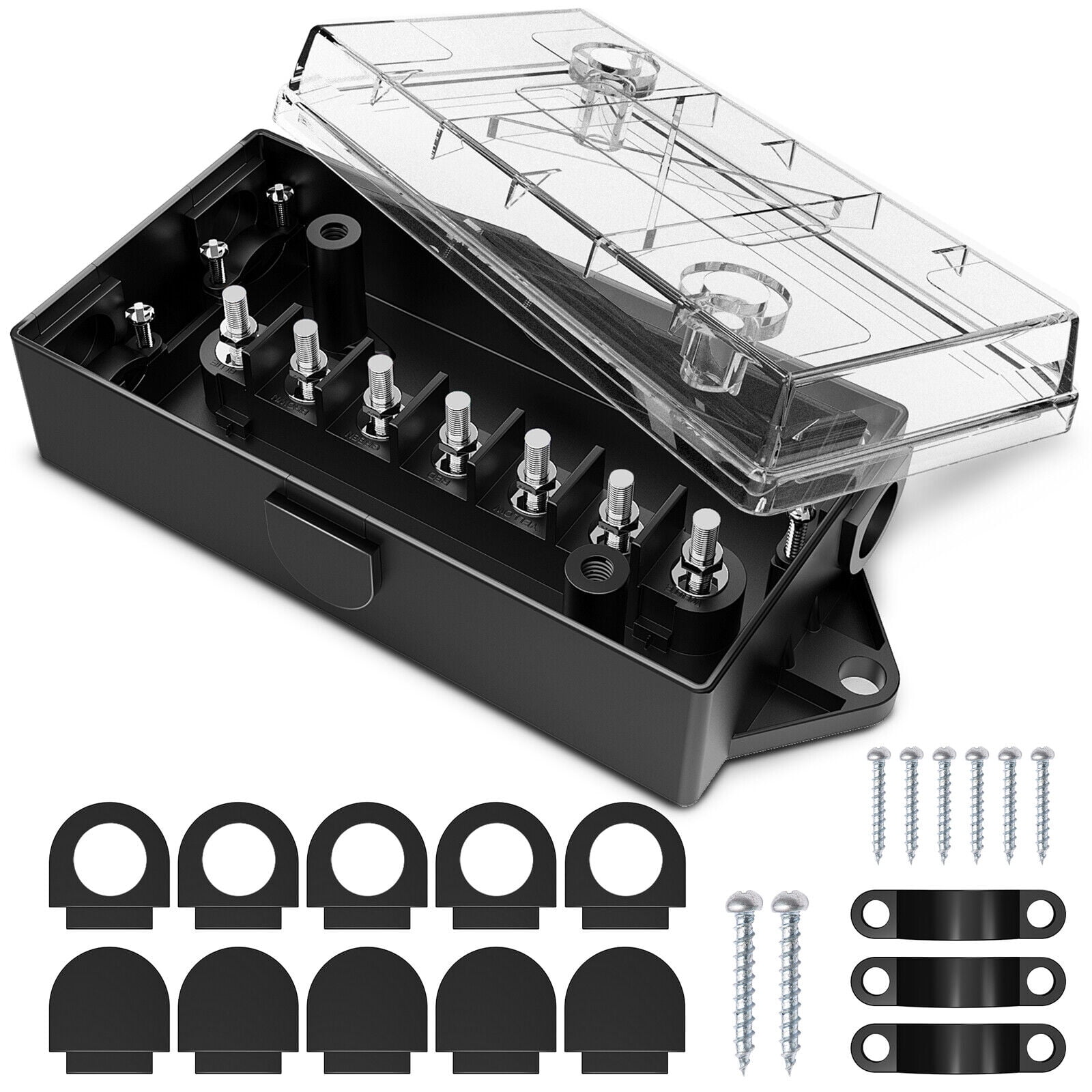 7-Way Electrical Trailer Junction Box - 7 Gang Wire Connection Box for ...