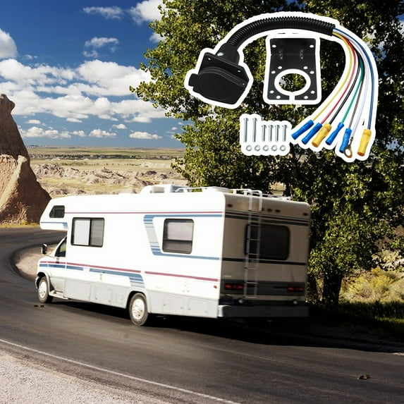 7 Way Plug Trailer Inlines Cord, 7 Pin RV Style Blade Trailer Wiring ...