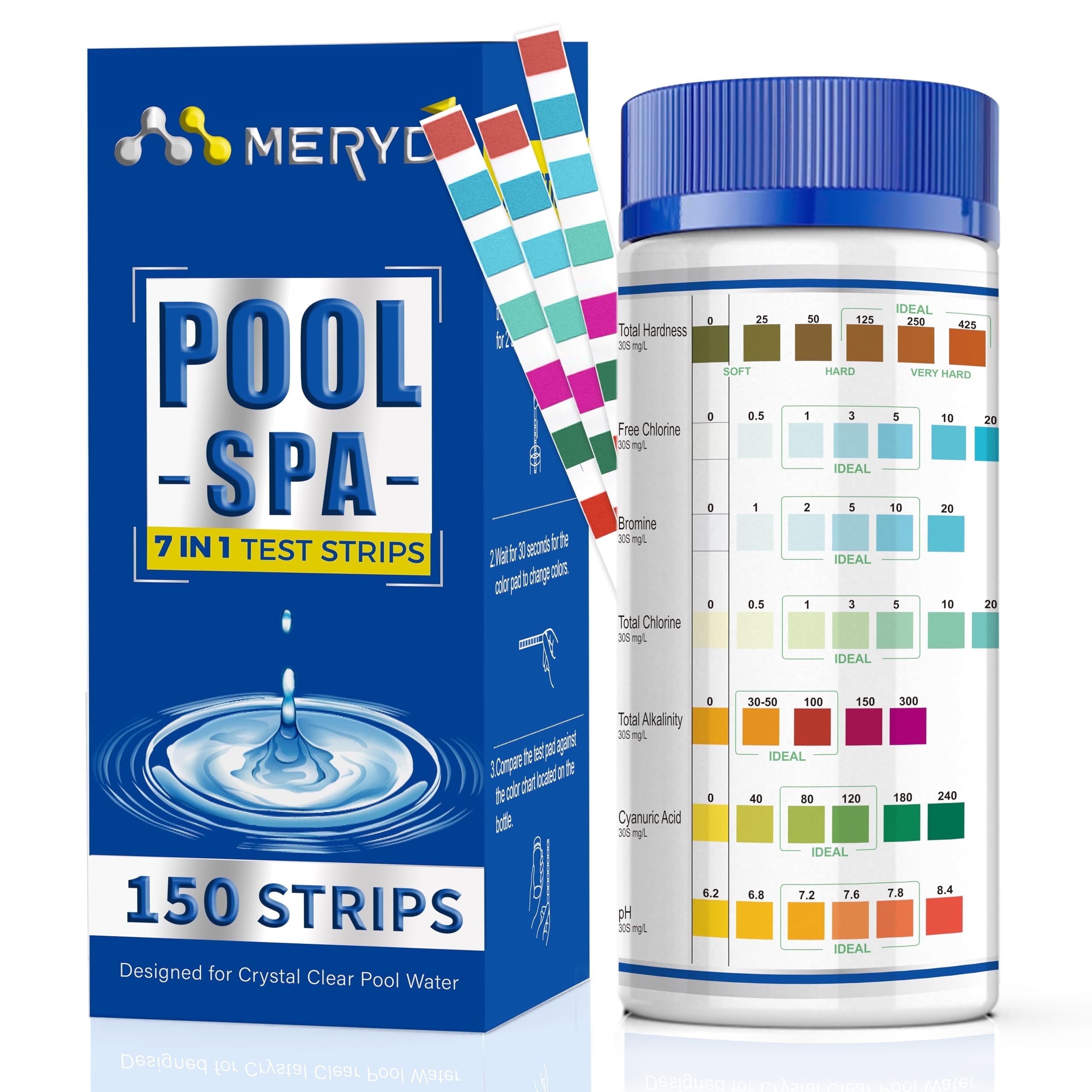 Pool and Hot Tub Water Test Strips 7-Way Testing 150 Strips - Walmart.com
