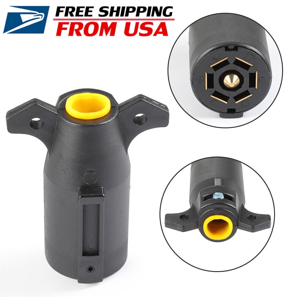 7 Way Round RV Style Trailer Light Plug Connector Replacement End Blade ...