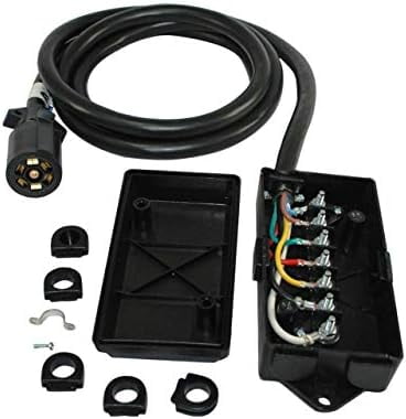 7 Way Trailer Cord with 7 Gang Junction 8 Feet Harness Inline Plug ...