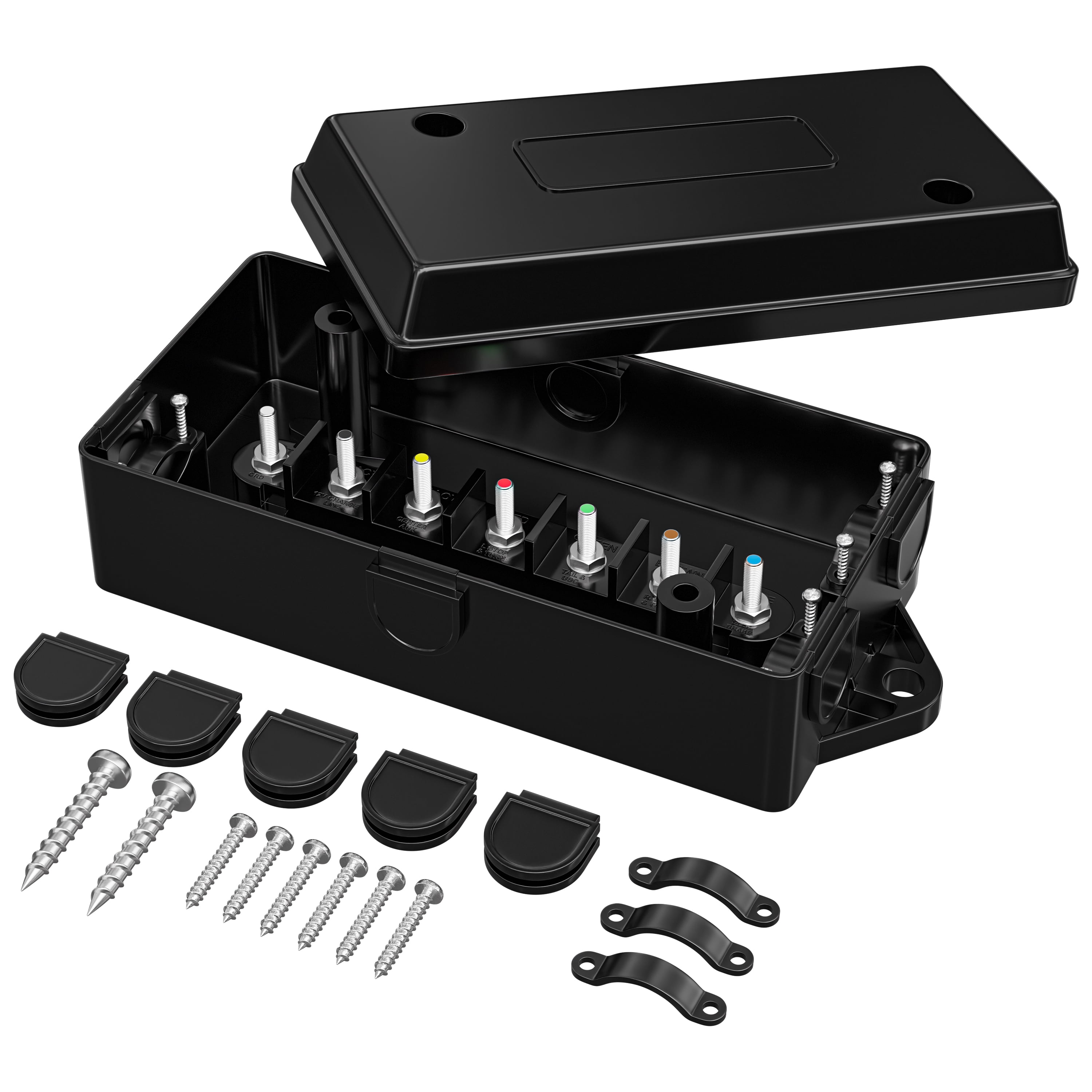 7 Way Trailer Junction Box Weatherproof 7 Pole Terminal Studs Trailer ...