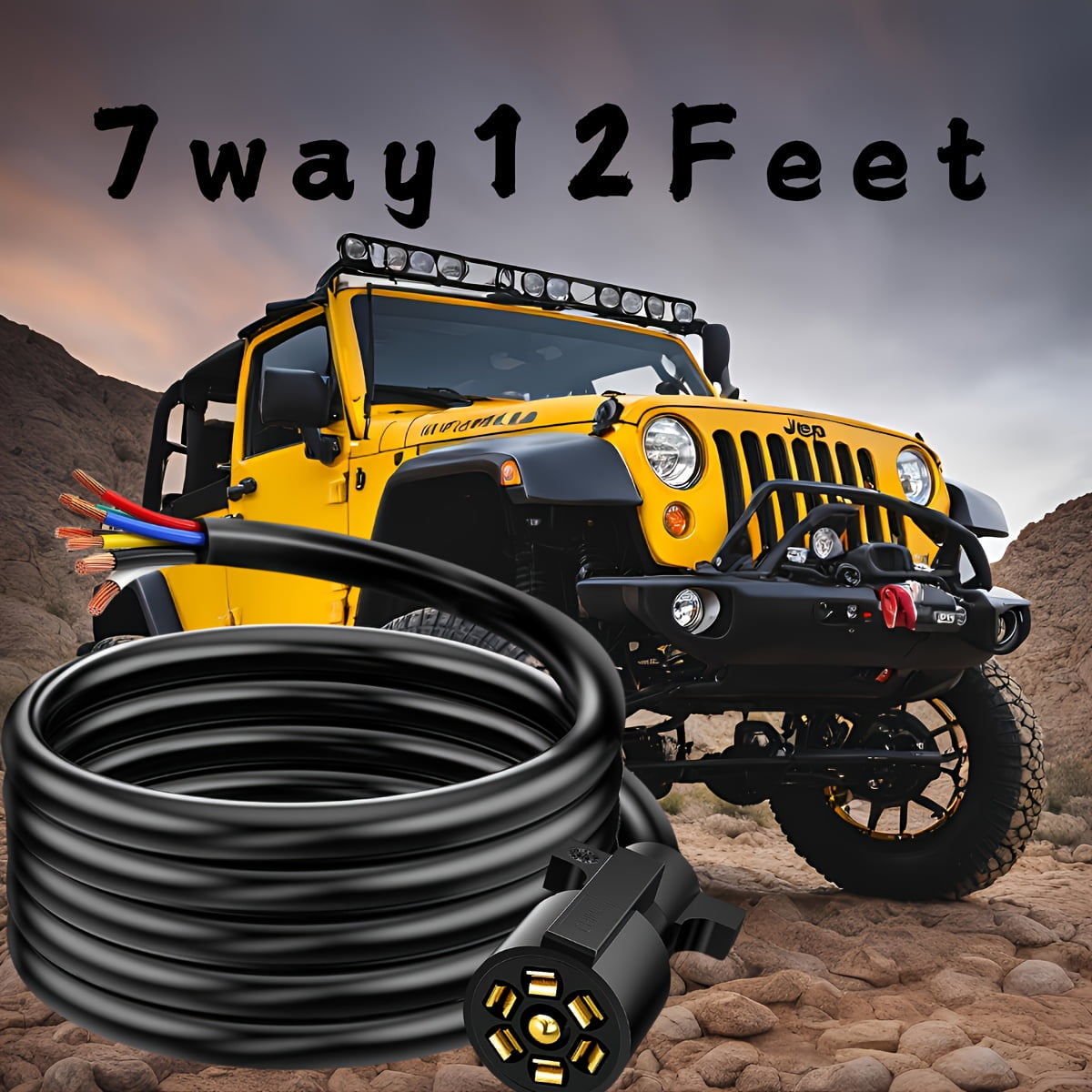 [7 Way Trailer Plug] 7 Way Inline Trailer Plug with 7 Gang Junction Box ...