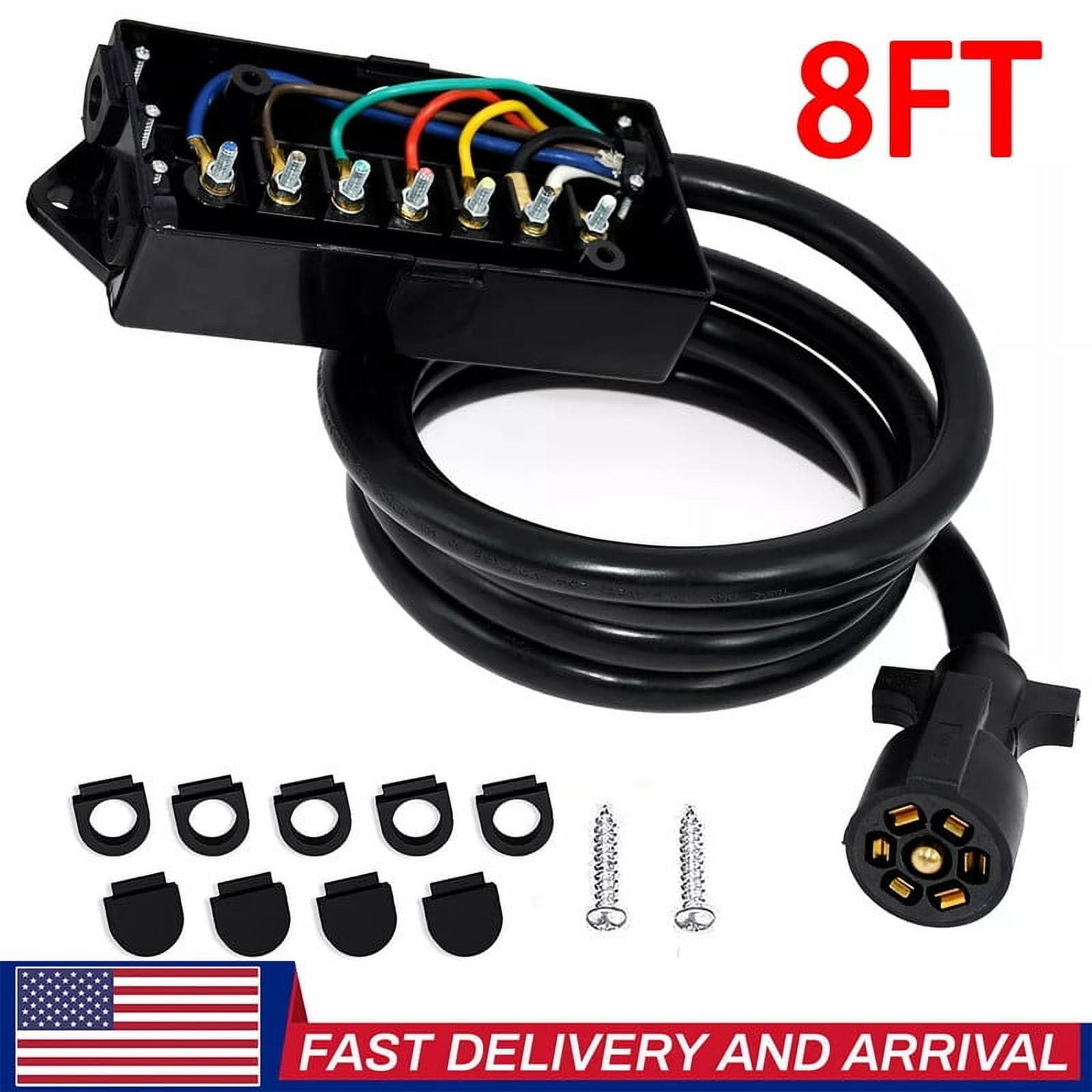 7 Way Trailer Plug Weatherproof Trailer Wiring Harness, Heavy Duty ...