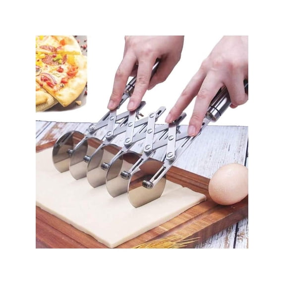 7 Wheel Pastry Cutter Pizza Cutter With Stainless Steel Double Cutter ...