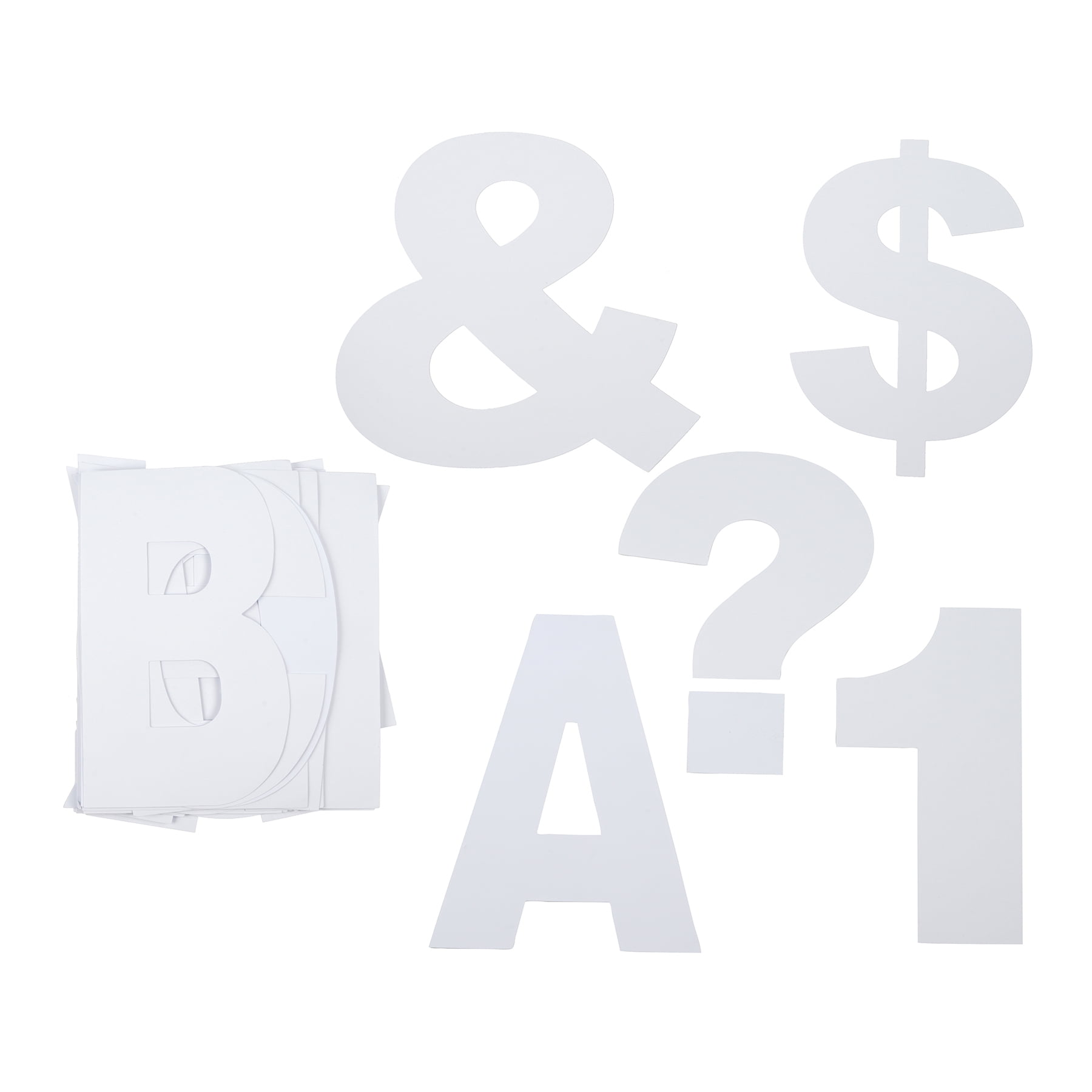 7" White Project Letters - Numbers & Characters by B2C - Paper Cutouts ...