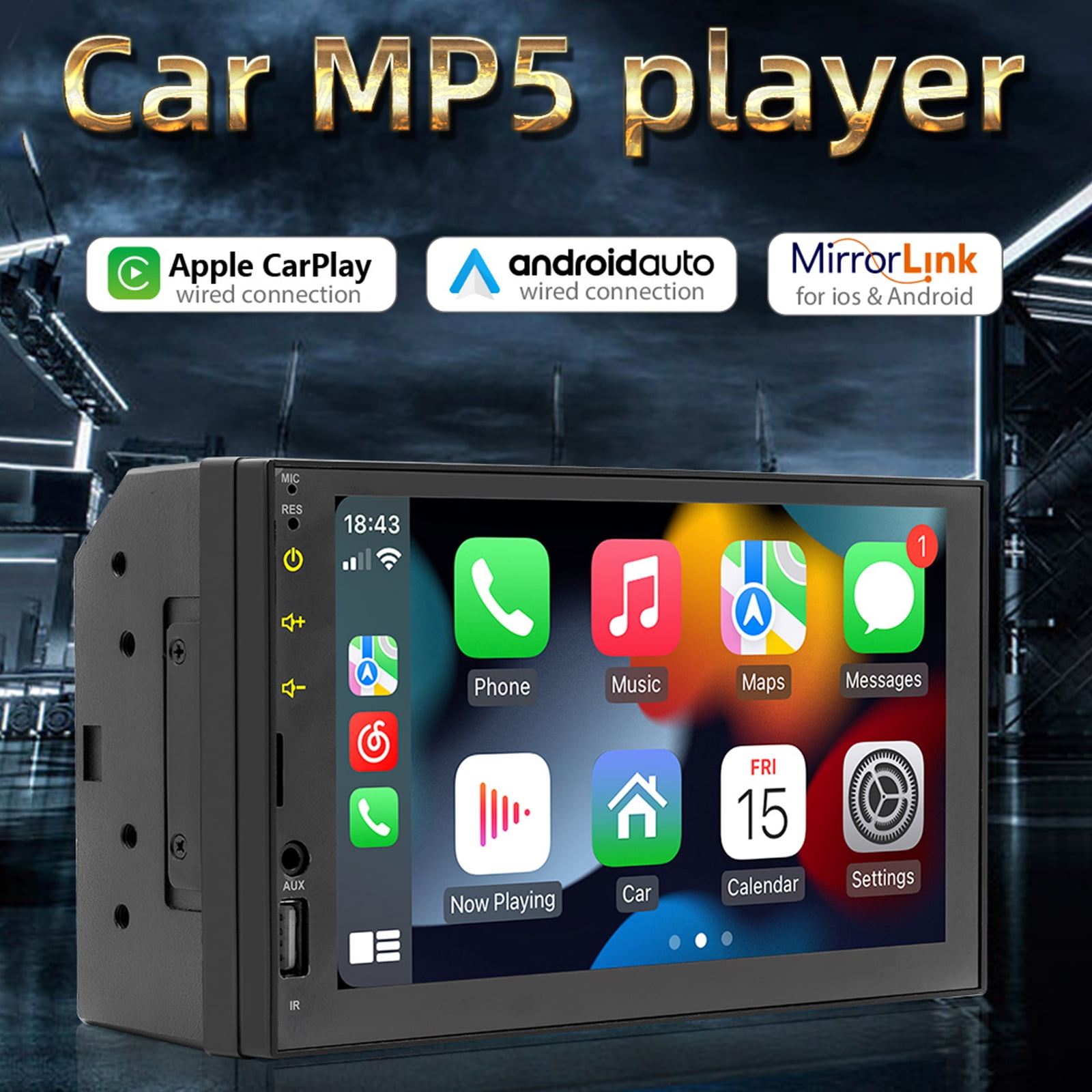 7" Wired Carplay Car MP5 Player Bluetooth MP3 Car Card Radio Remote ...