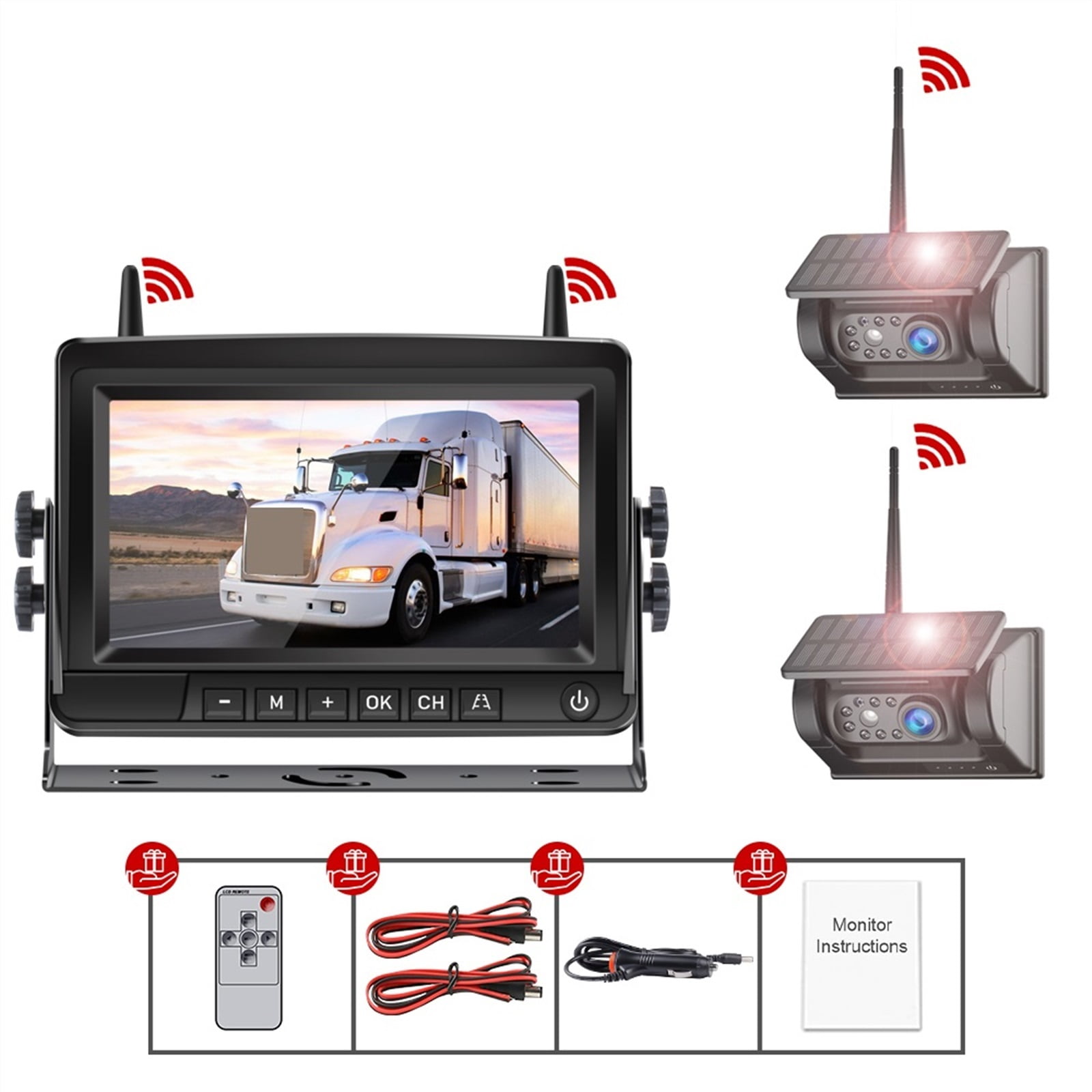 7'' Wireless Magnetic Mounted Backup Camera Car Monitor Display For ...