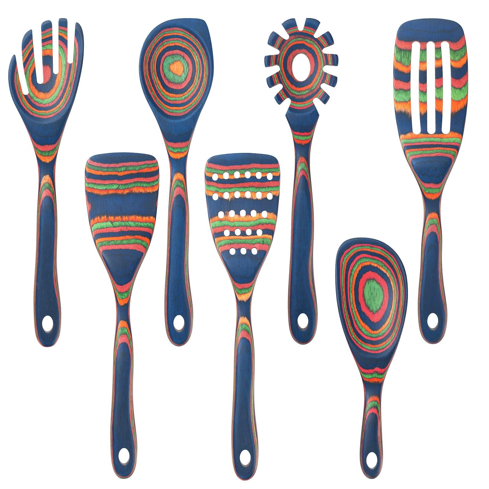 7 Wood Cooking Utensils Set Wooden Kitchen Utensil For Spoons ...