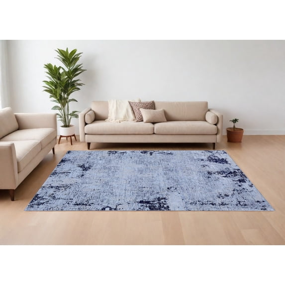 7' X 10' Light Blue and Black Abstract Power Loom Area Rug - Walmart.com