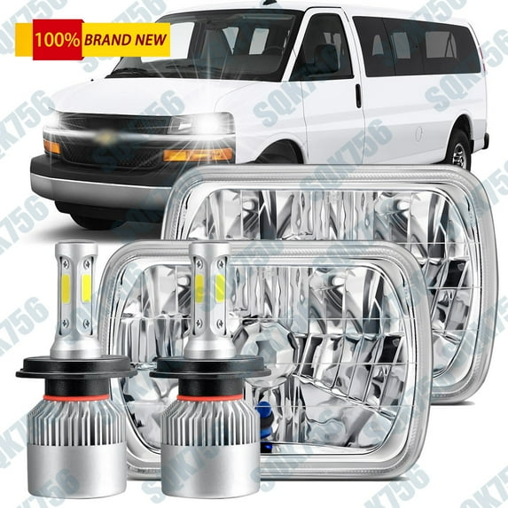 7"X6" inch Sealed Beam Headlight Conversion High/Low Beam+ 100W H4 LED ...