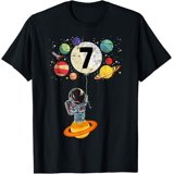 7 Year Old Birthday Astronaut Balloon 7Th Space Family Unisex Men Women ...