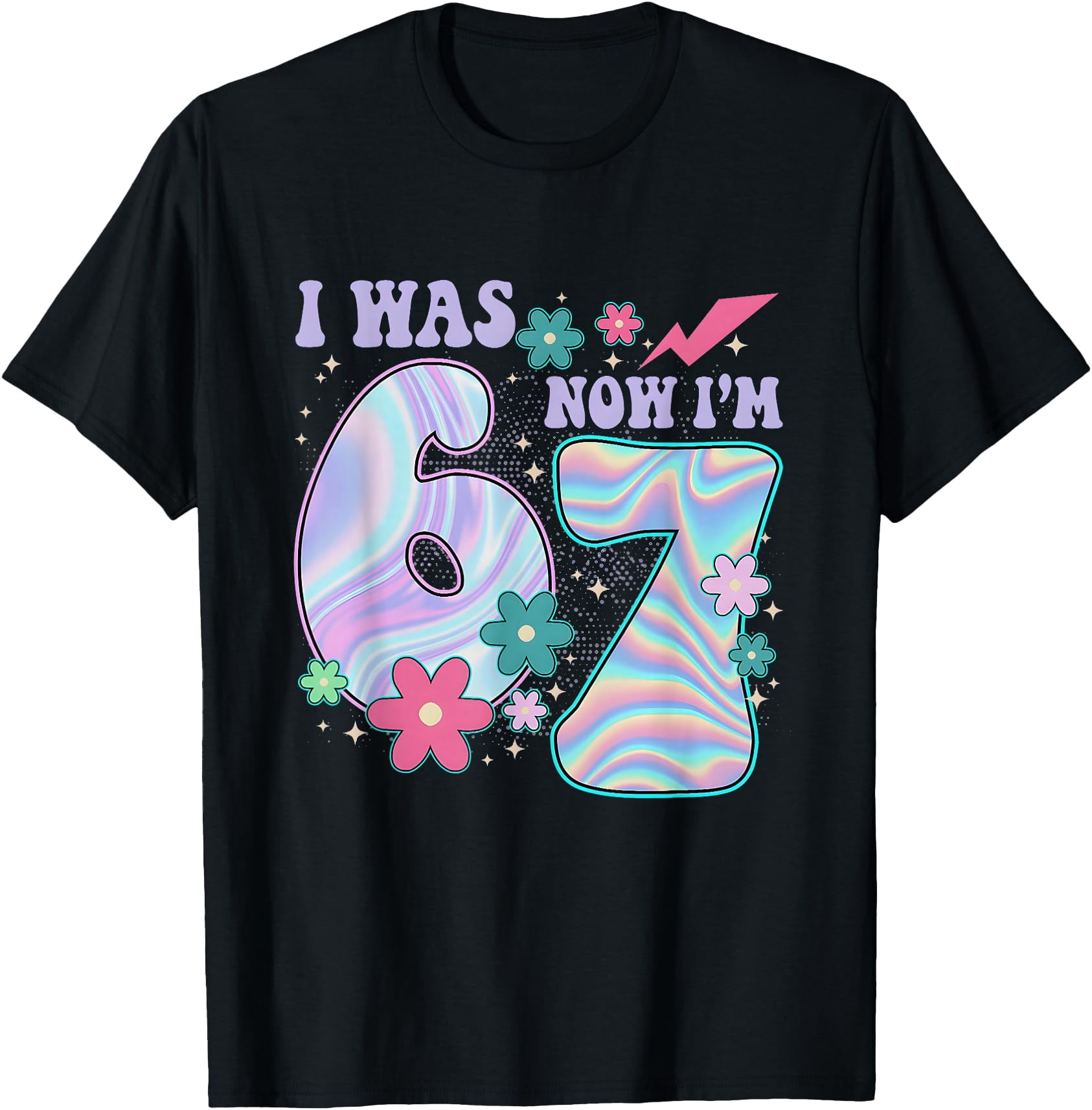 7 Year Old Birthday T-Shirt - I Was 6 Now I'm 7 - Colorful Design with ...