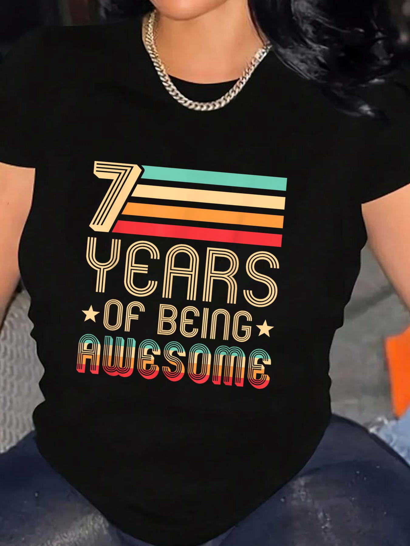 7 Years Of Being Awesome 7 Years Old 7th Birthday Retro T-Shirt ...