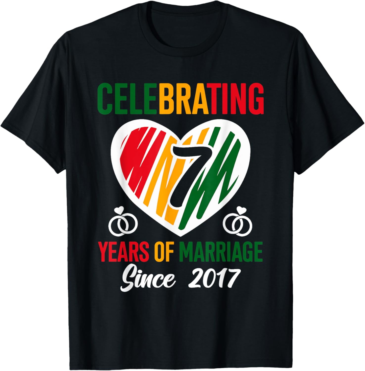 7 Years of Marriage Married Couple 7th Wedding Anniversary T-Shirt ...