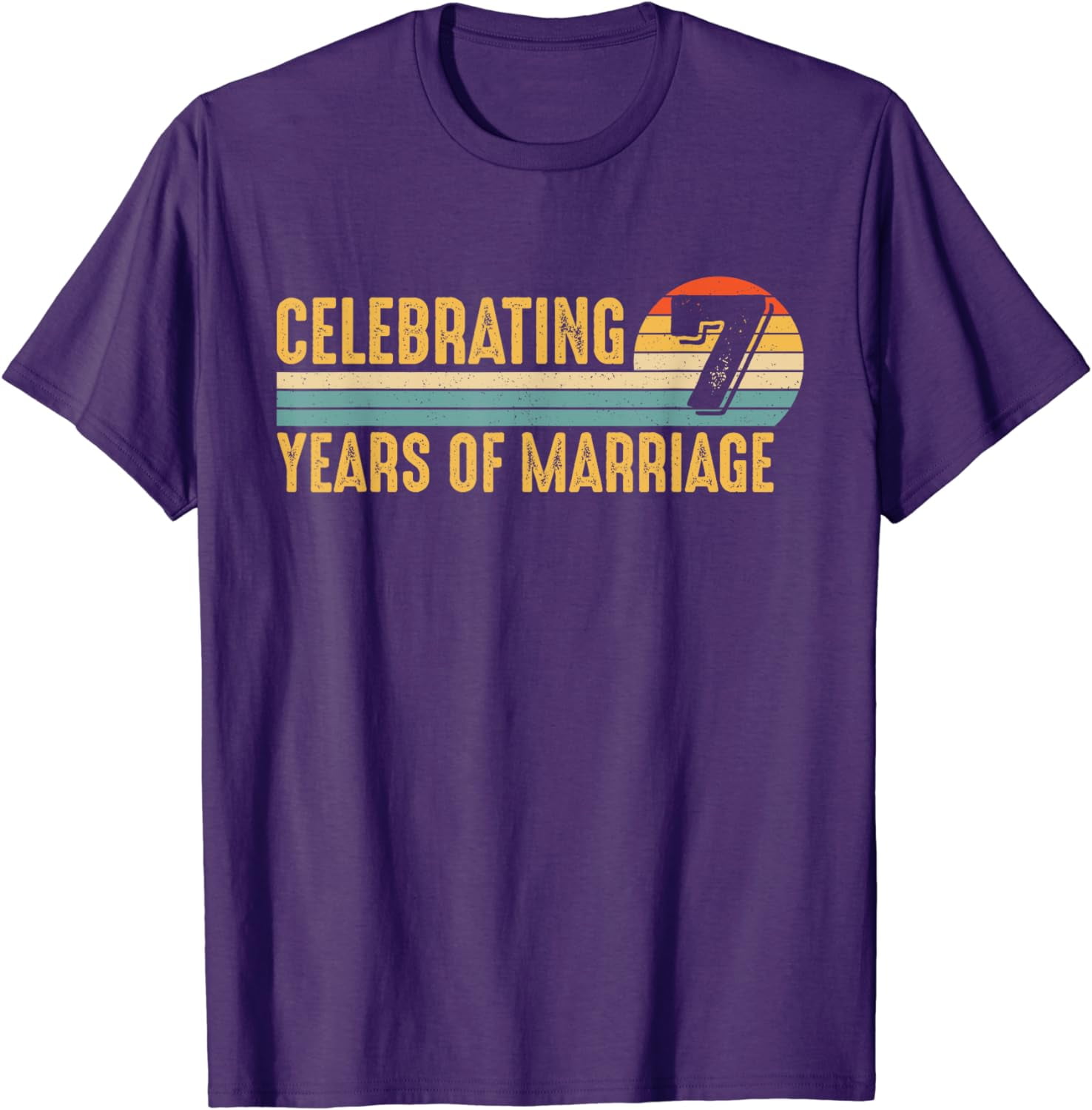 7 Years of Marriage Married Couples 7th Wedding Anniversary T-Shirt ...