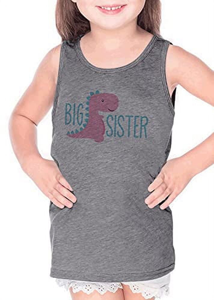 7 ate 9 Apparel Girl's Big Sister Dinosaur Big Sis Dino Grey Contrast ...